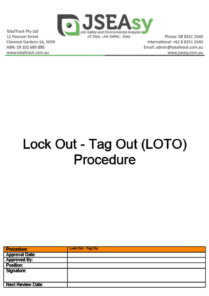 Lock Out – Tag Out (LOTO) Procedure - JSEAsy - Australia
