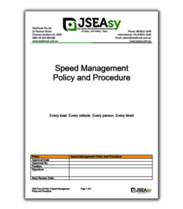 Speed Management Policy and Procedure - JSEAsy - Australia