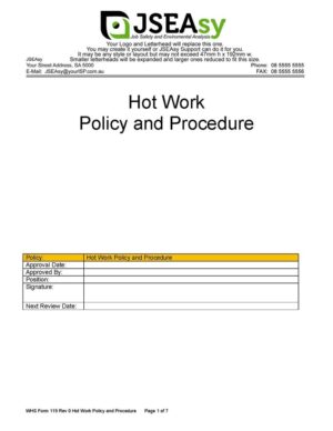 Hot Works Policy and Procedure - JSEAsy - Australia