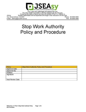 Stop Work Authority Policy and Procedure - JSEAsy - Australia