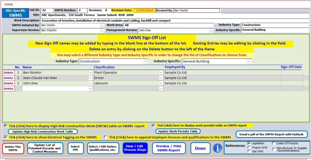 Create a Site-Specific SWMS - JSEAsy - Australia