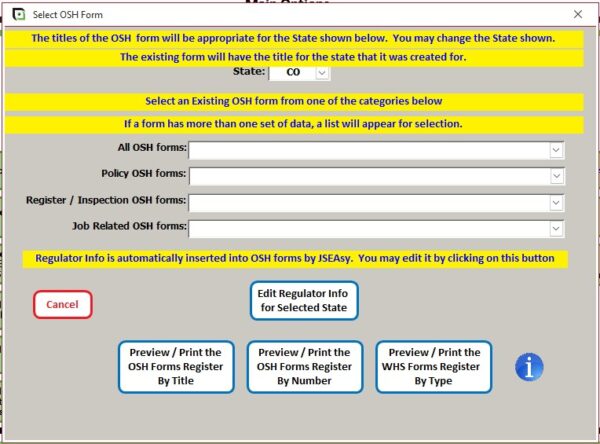 Select a completed OSH Form - JSEAsy - United States