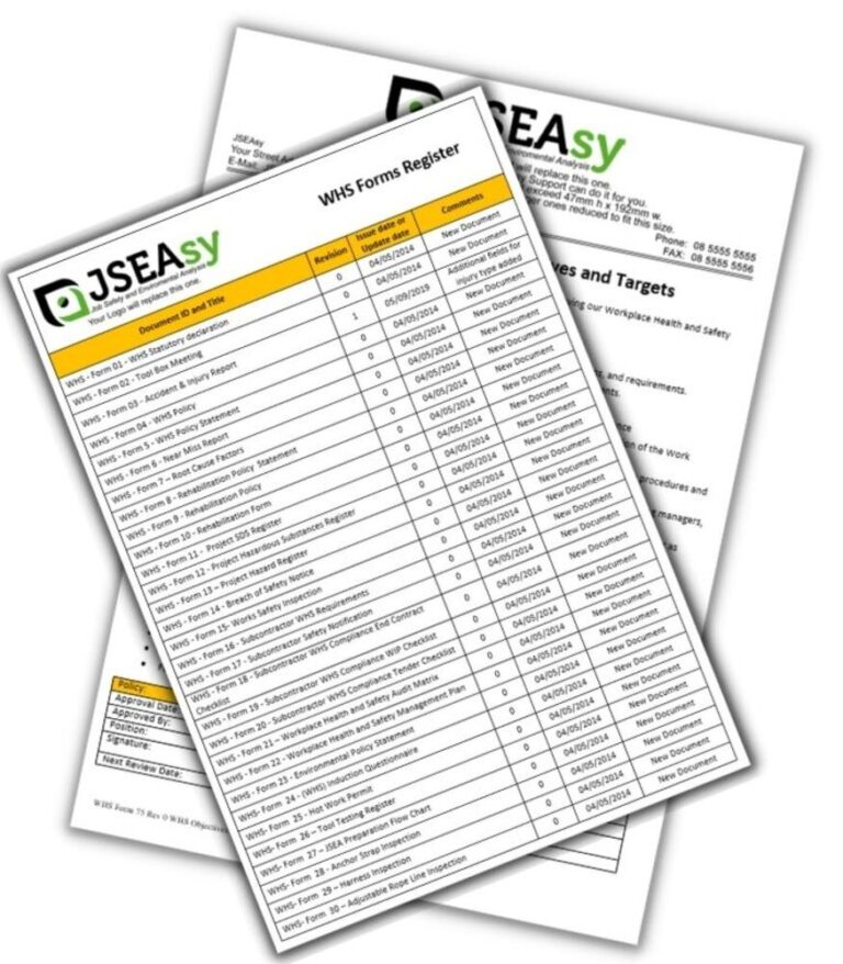 Work Health and Safety Objectives and Targets - JSEAsy