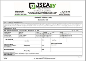 Job Safety & Environmental Analysis (JSEA) - JSEAsy