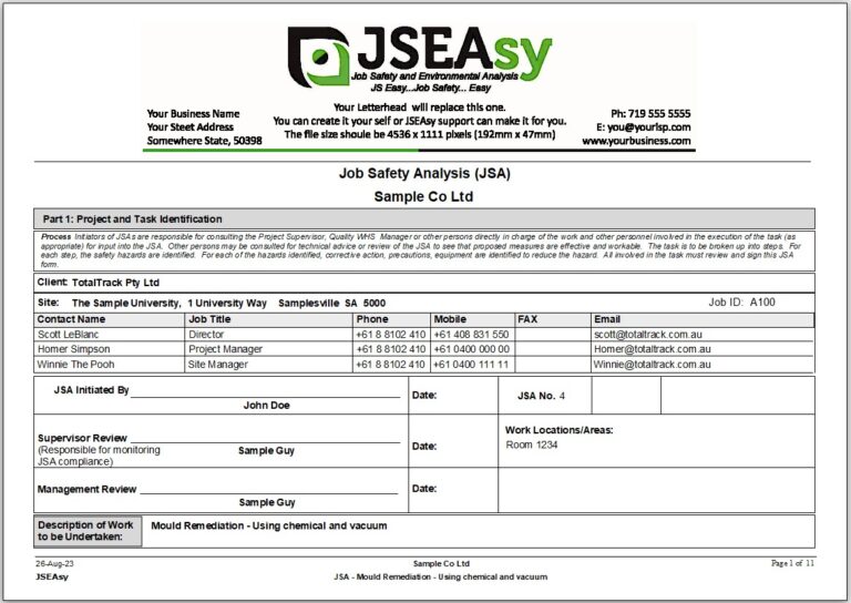 Job Safety & Environmental Analysis (JSEA) - JSEAsy