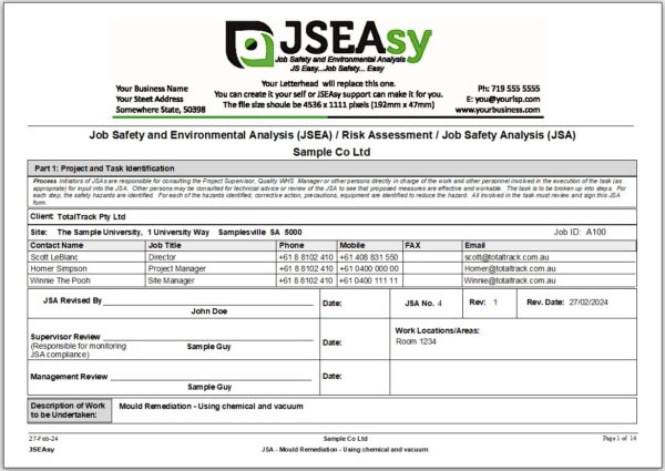 Job Safety & Environmental Analysis (JSEA) - JSEAsy