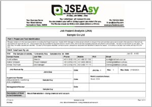 Job Safety & Environmental Analysis (JSEA) - JSEAsy